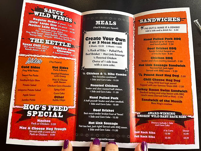 The menu reads like barbecue poetry&mdash;a beautiful, sauce-stained sonnet of smoked meats and comfort sides that makes decision-making deliciously difficult.