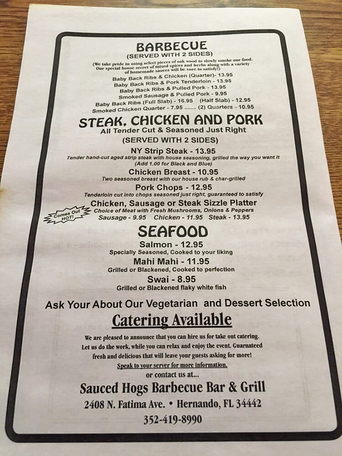 The menu reads like barbecue poetry&mdash;simple, honest offerings that don't need fancy descriptions when the smoking technique does all the talking.