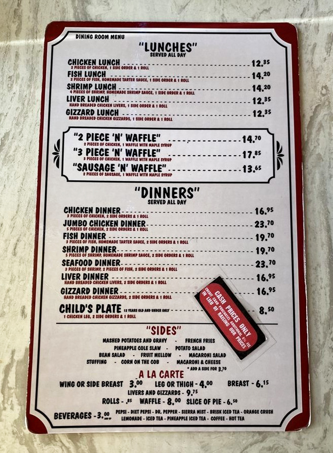 The menu at Dinah's reads like a love letter to comfort food classics, with chicken dinners and waffles taking center stage.