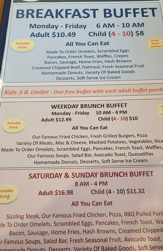 This menu isn't just a list of food&mdash;it's a roadmap to happiness. The breakfast buffet alone could sustain a small nation.