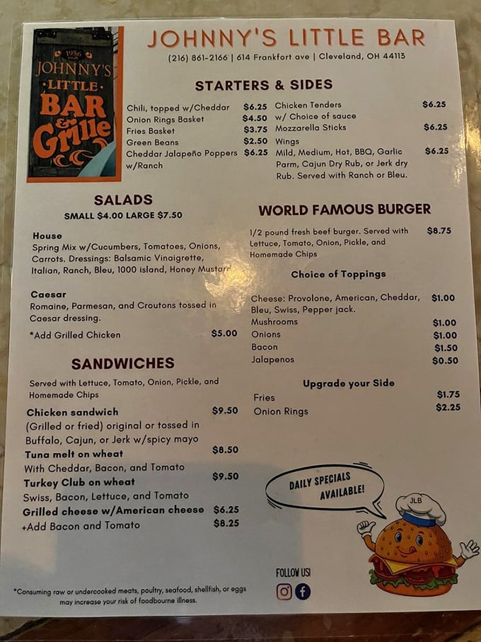 The menu doesn't need fancy descriptions when the food speaks this loudly. That "World Famous Burger" isn't just marketing&mdash;it's a promise.