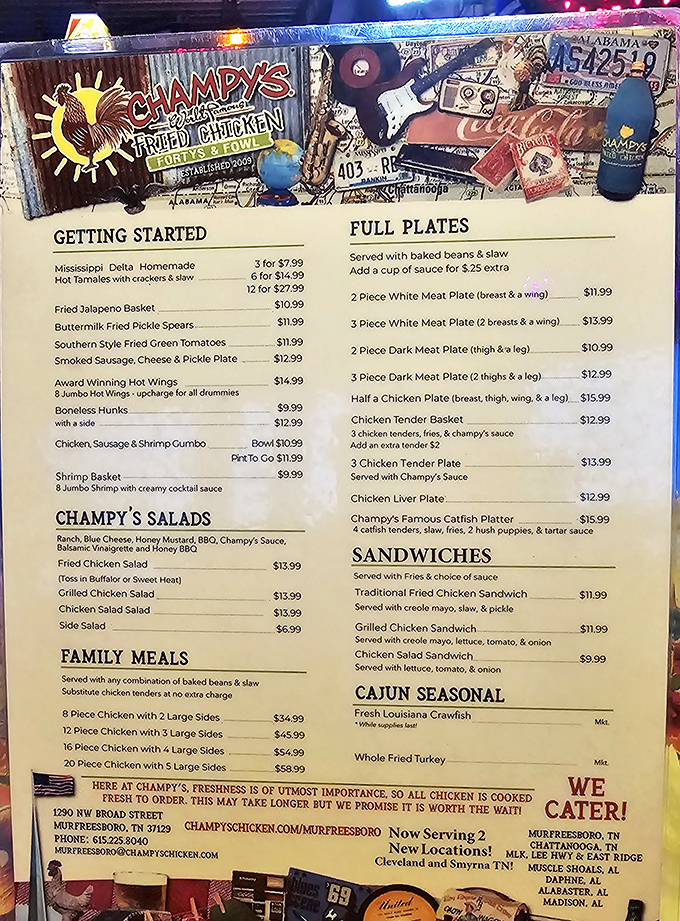 This menu isn't just a list—it's a roadmap to Mississippi Delta culinary heaven. The hardest part? Deciding what to order first.