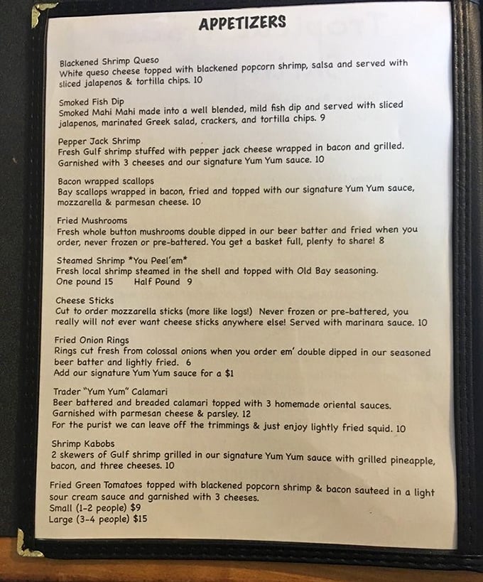 The menu reads like seafood poetry&mdash;blackened shrimp queso, pepper jack shrimp, and those legendary "You Peel 'em" steamers that demand a hands-on approach.