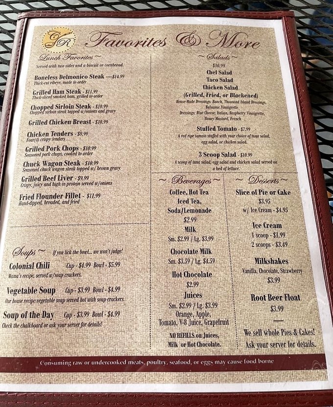 The menu reads like a love letter to American comfort food classics. No molecular gastronomy here, just dishes your grandmother would approve of.