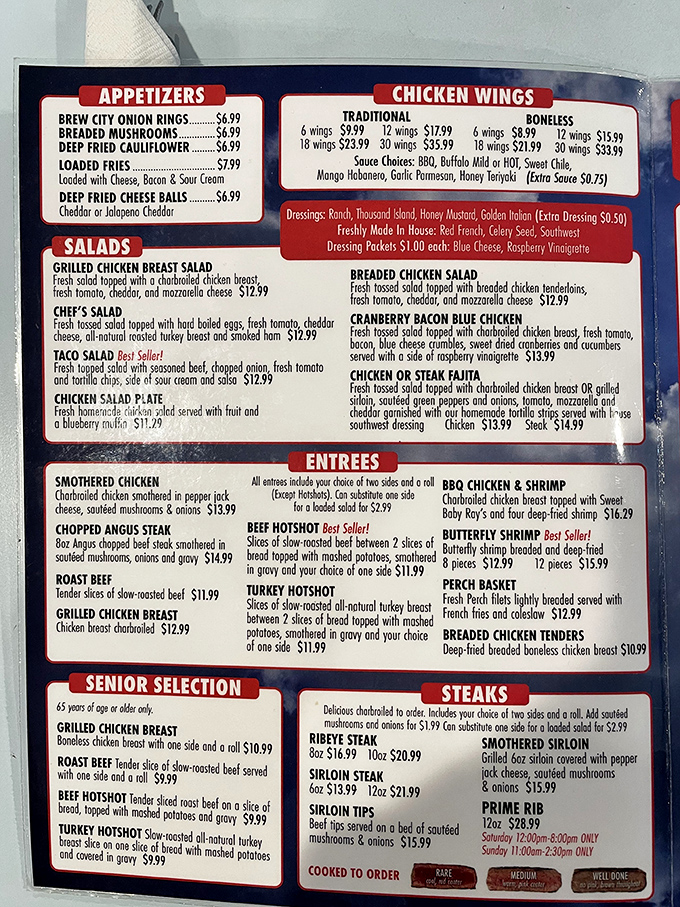 This menu isn't just a list of food&mdash;it's a roadmap to happiness. The "Beef Hotshot" alone sounds like something that should require a pilot's license.