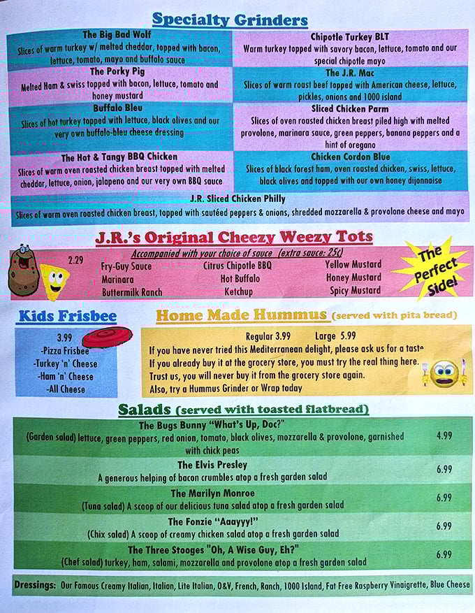 The menu reads like a love letter to sandwich creativity, with playful names that hint at the personality behind each delicious creation.