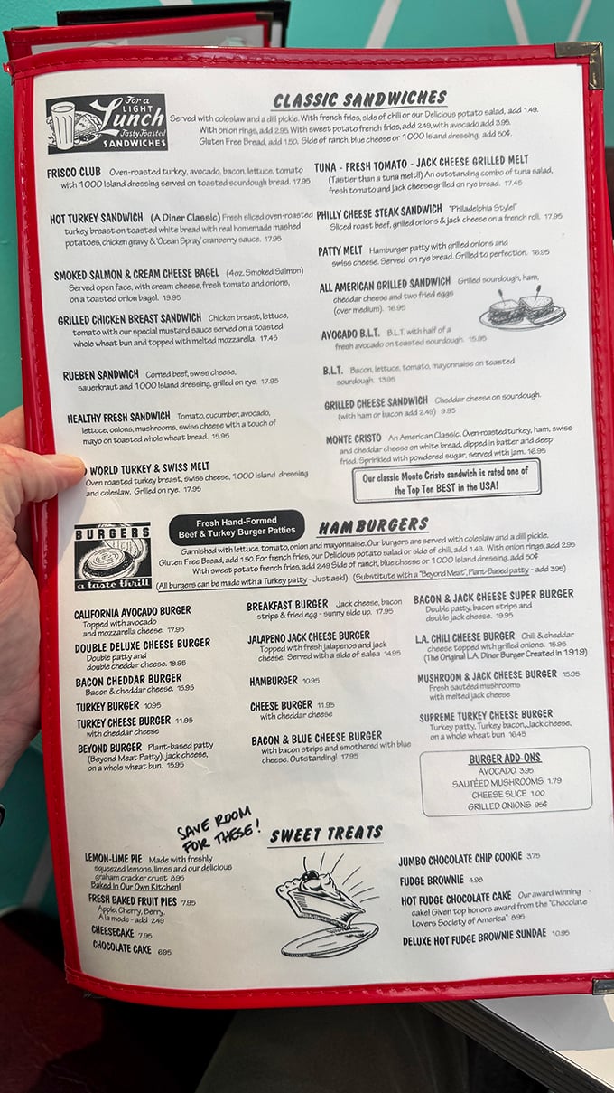 The menu reads like a greatest hits album of American classics, each dish a chart-topper in the diner hall of fame.
