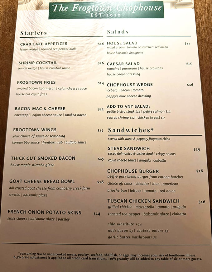 The extensive menu offers everything from classic burgers to prime steaks, ensuring every appetite finds satisfaction here.