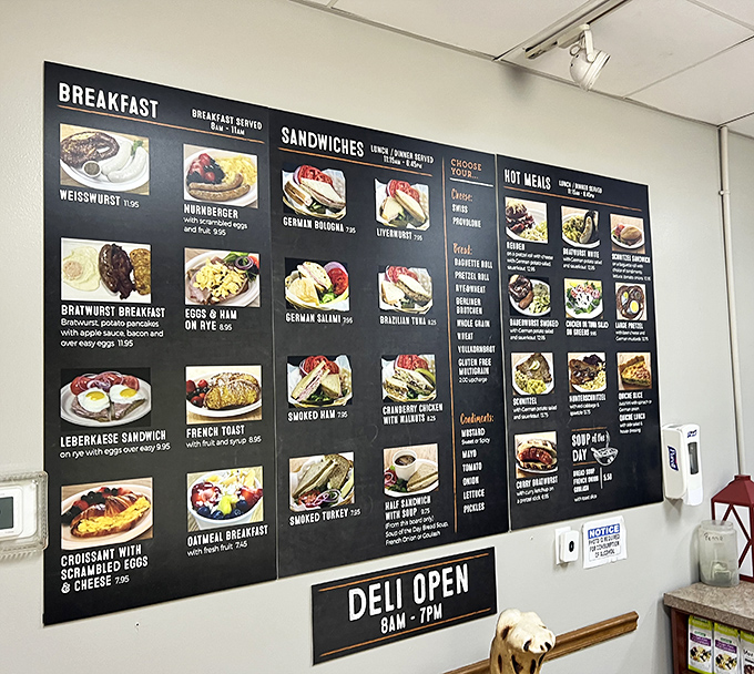 Decision paralysis has never looked so delicious &ndash; Yalaha's menu board showcases German classics from bratwurst to schnitzel.