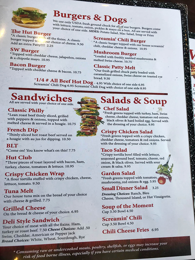 This menu reads like a love letter to American comfort food classics, with each description making your stomach growl louder than the last.