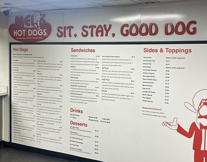 "Sit, Stay, Good Dog" &ndash; the menu board at Mel's doesn't just list options, it promises a relationship with your lunch that borders on the spiritual.