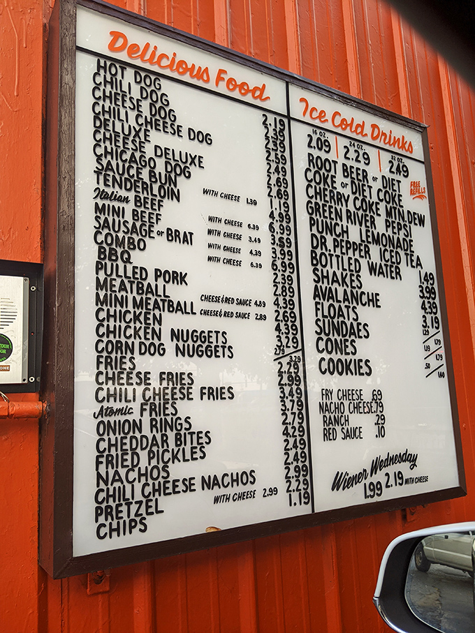 This menu board is like a roadmap to happiness&mdash;no fancy descriptions needed when the food speaks for itself.