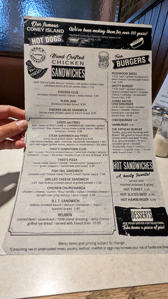 This menu isn't just a list of options &ndash; it's a historical document of American comfort food perfected over 60+ years of feeding hungry Ohioans.