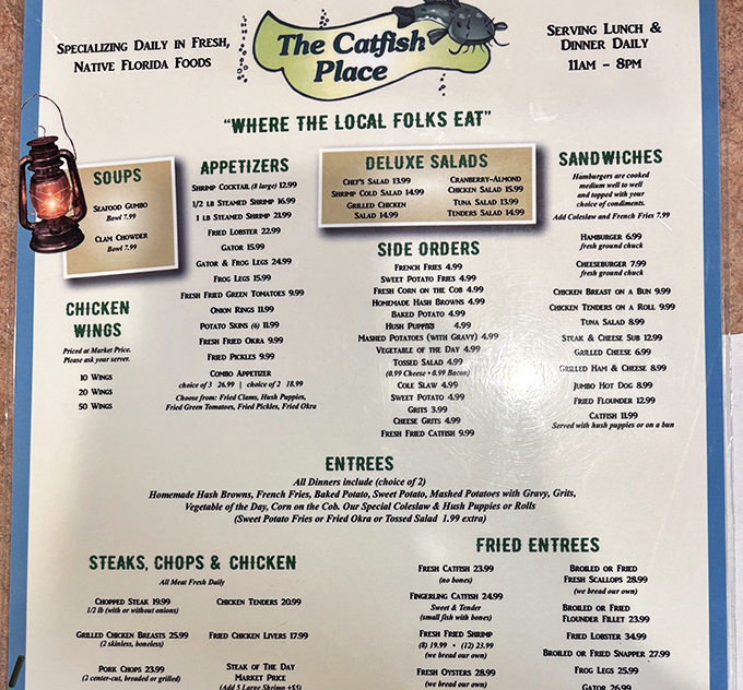 This menu isn't just a list of dishes&mdash;it's a love letter to Florida's native foods, promising seafood treasures that chain restaurants can only dream about.