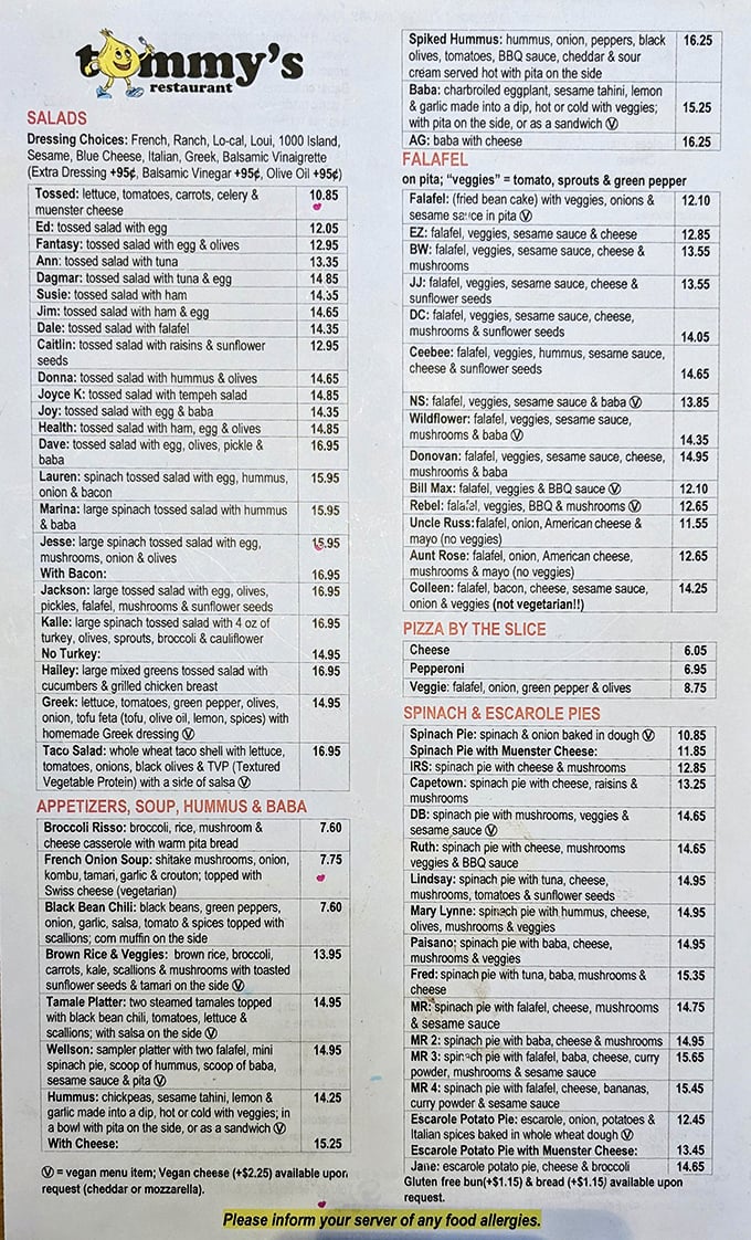 The legendary menu at Tommy's reads like a novel where every character is delicious&mdash;spinach pies and falafel are the protagonists.