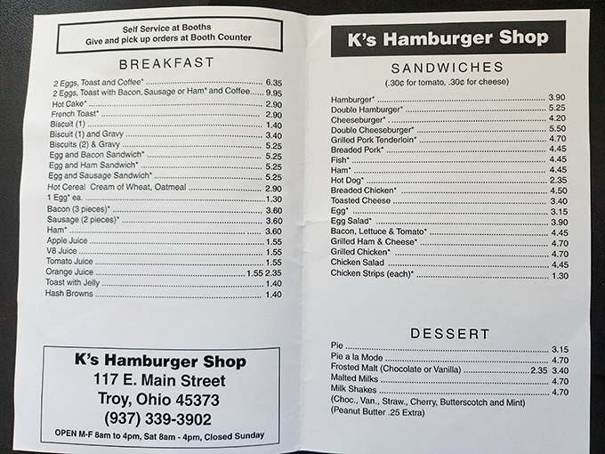 A menu that doesn't need fancy fonts or trendy ingredients&mdash;just honest food at honest prices. The simplicity is the sophistication.