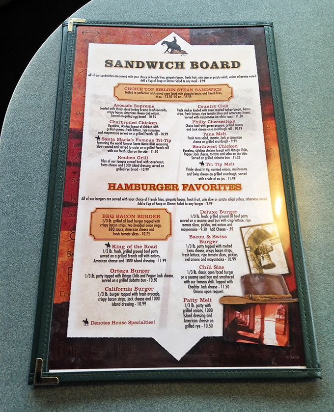 This menu isn't just a list of food&mdash;it's a roadmap to happiness. The sandwich section alone could solve world peace.