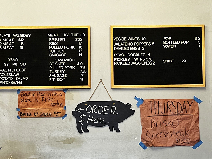 A menu board that tells you everything you need to know&mdash;meat is the star, sides are the supporting cast.