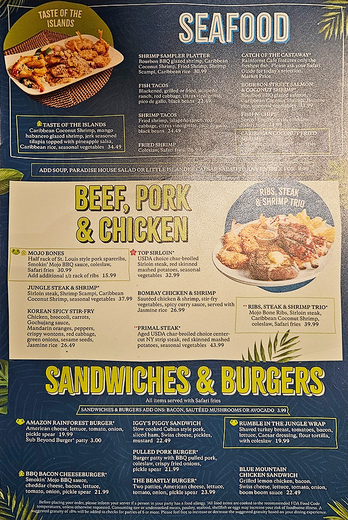 The menu reads like an explorer's journal &ndash; from Mojo Bones to Volcanic Eruptions, each dish promises its own culinary expedition.