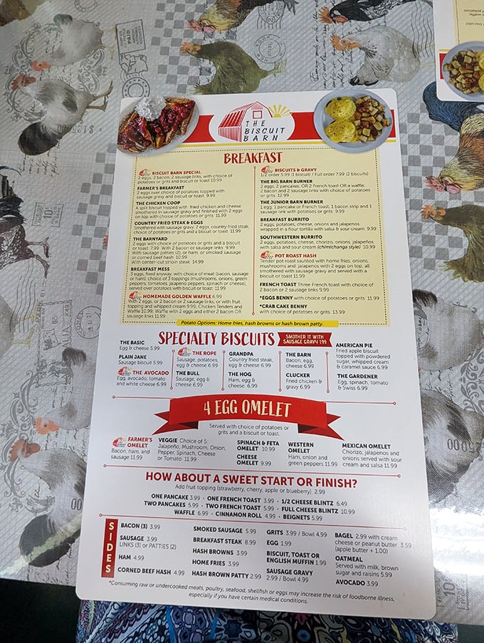 A menu that reads like a greatest hits album of American breakfast classics.