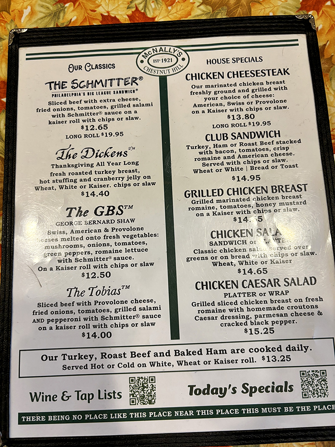 A menu that reads like a literary masterpiece, with The Schmitter&reg; as the protagonist we all root for.