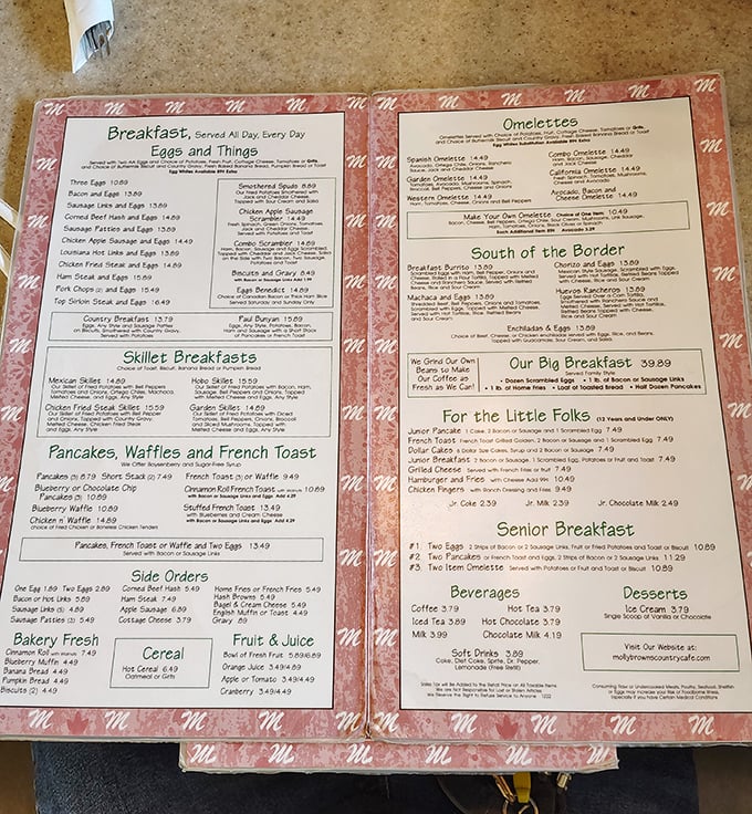 This menu isn't just a list of options &ndash; it's a roadmap to breakfast nirvana. The "Our Big Breakfast" isn't a challenge, it's a lifestyle choice.