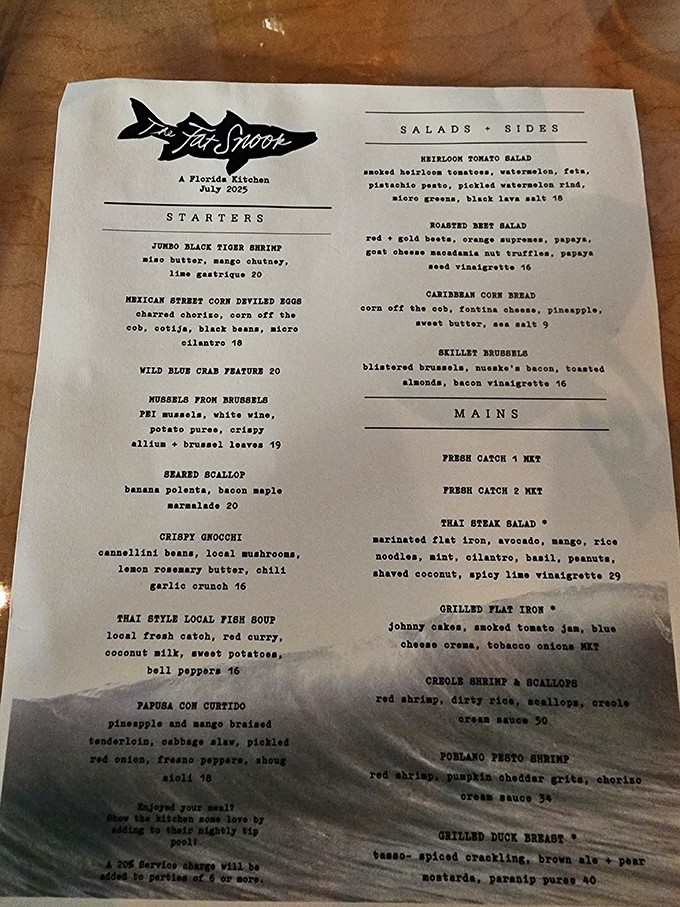 This menu reads like a love letter to Florida's waters. Each description promises flavor combinations that'll make your taste buds stand up and salute.