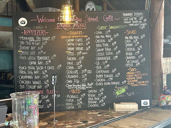 The chalkboard menu&mdash;a delicious roadmap to happiness where "Kiss My Grits" isn't just a saying from "Alice" but solid culinary advice.