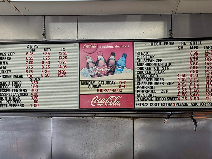 The menu board speaks truth&mdash;simple choices, honest prices, and no need for a decoder ring.
