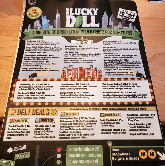 The menu reads like a love letter to deli classics, with "The Reubens" section demanding your immediate attention.