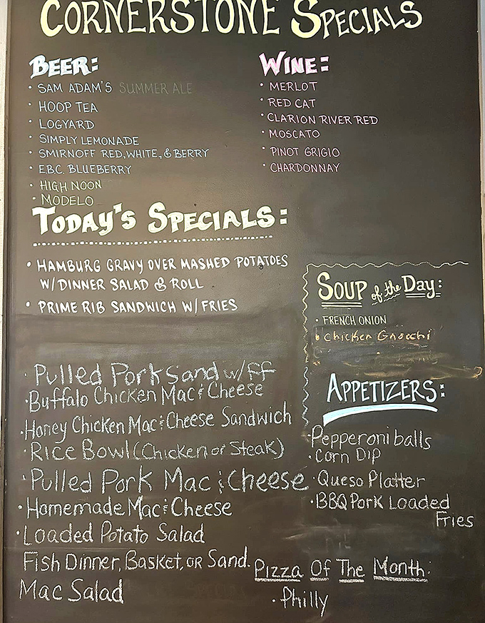 The chalkboard menu&mdash;where daily specials aren't trendy experiments but reliable comfort classics that never needed a comeback because they never left.