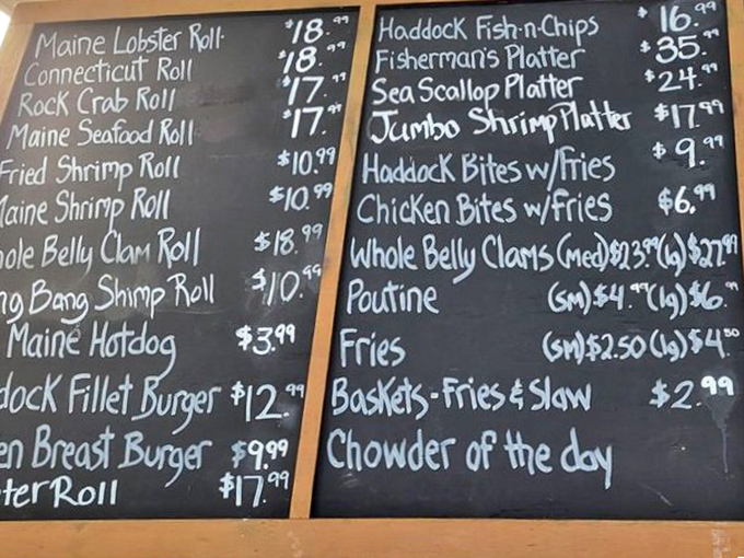 The chalkboard menu reads like a love letter to seafood enthusiasts. Decisions, decisions&mdash;this might require multiple visits.