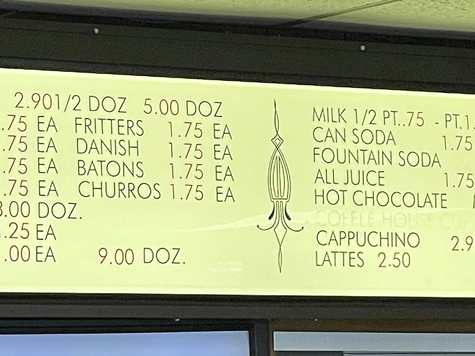 The menu board is like a treasure map to happiness. Fritters, Danish, batons, and churros &ndash; the only wrong choice is not ordering enough.