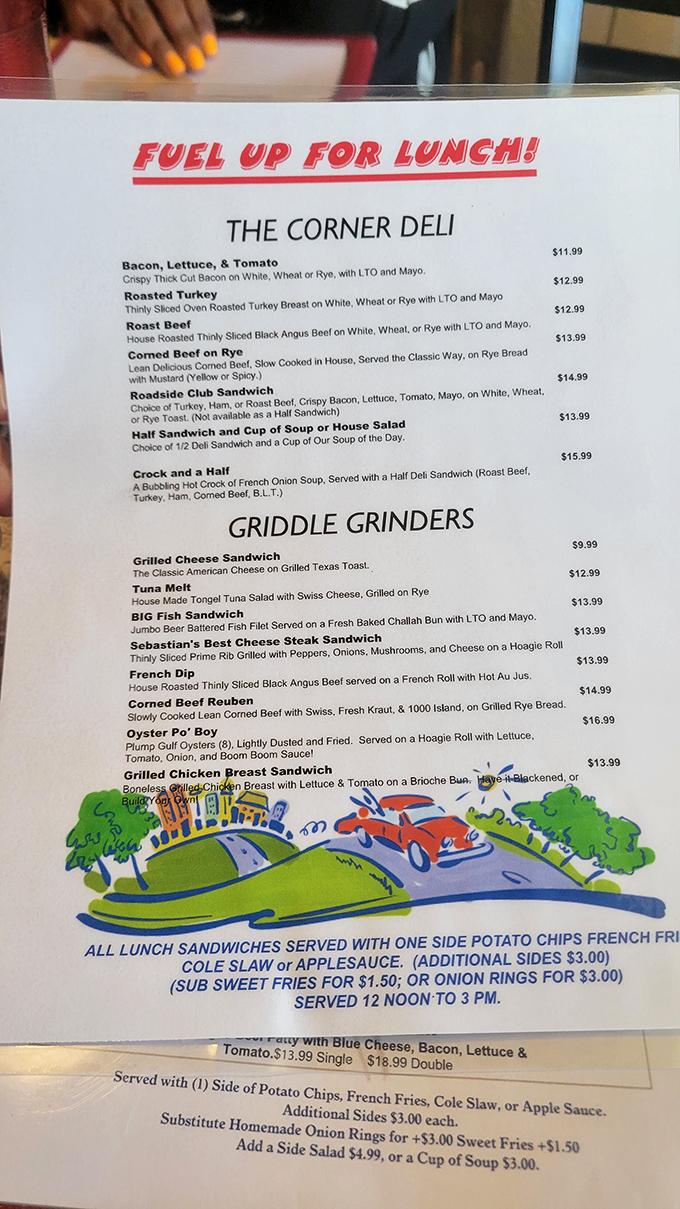 This isn't just a menu&mdash;it's a roadmap to happiness. The "Fuel Up For Lunch" heading isn't kidding around.