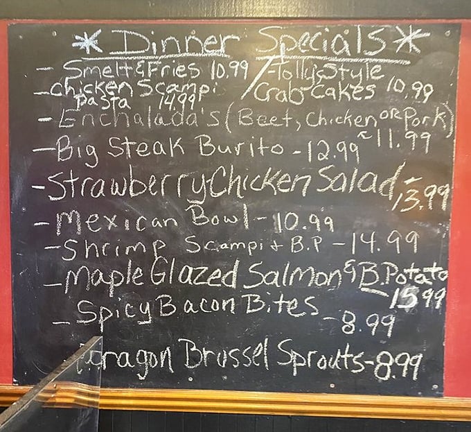 That chalkboard menu reads like a love letter to anyone who appreciates food done right.