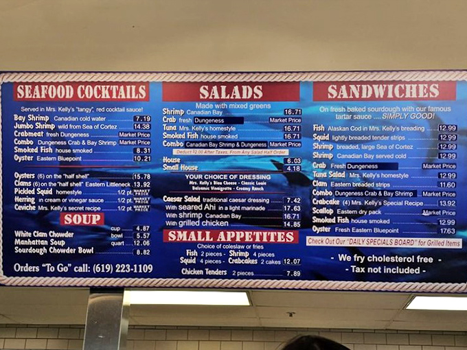 A menu that reads like poetry to seafood lovers&mdash;simple, straightforward, and promising oceanic delights without unnecessary frills.