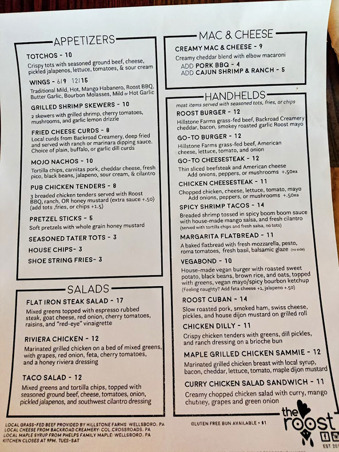 A menu that reads like a love letter to American comfort food with a passport and adventurous spirit.