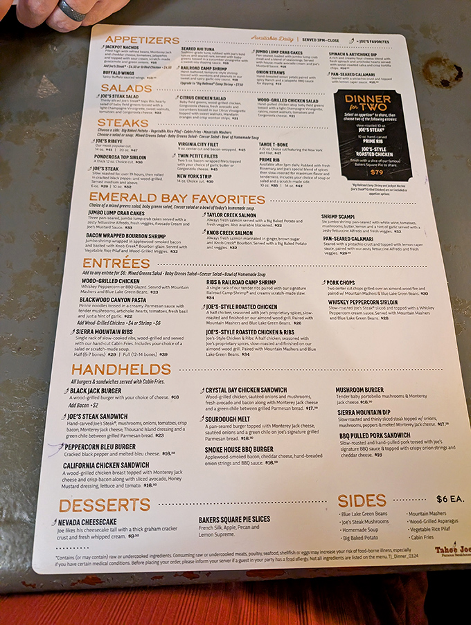 The menu reads like a love letter to beef enthusiasts, with supporting characters from the sea making guest appearances worth noting.