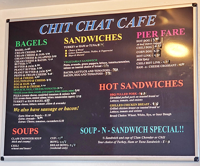 The menu board—a colorful roadmap to happiness—showcases bagel combinations that would make even New Yorkers pause their arguments about water quality.