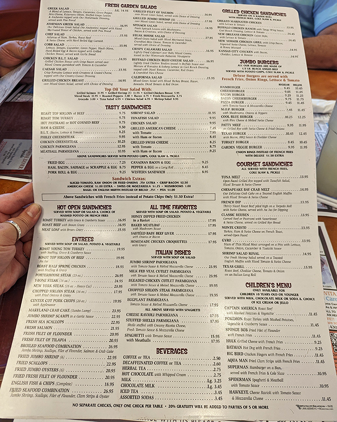 This menu isn't just extensive&mdash;it's practically a novel with chapters dedicated to every comfort food your cardiologist warned you about. Worth every forbidden bite!