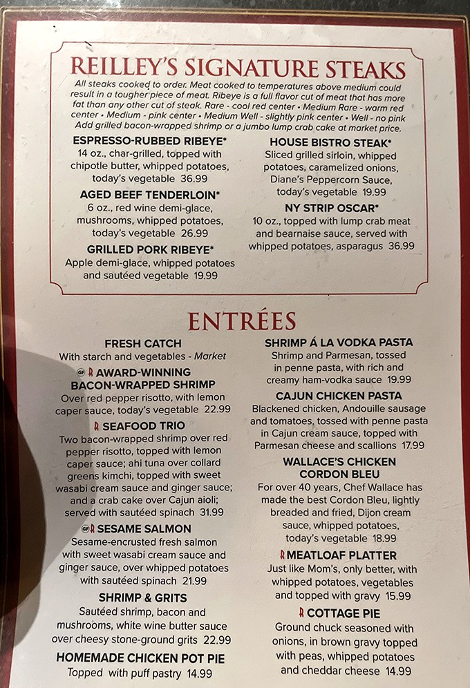 Reilley's menu reads like a love letter to carnivores, with each description promising a different path to culinary bliss.