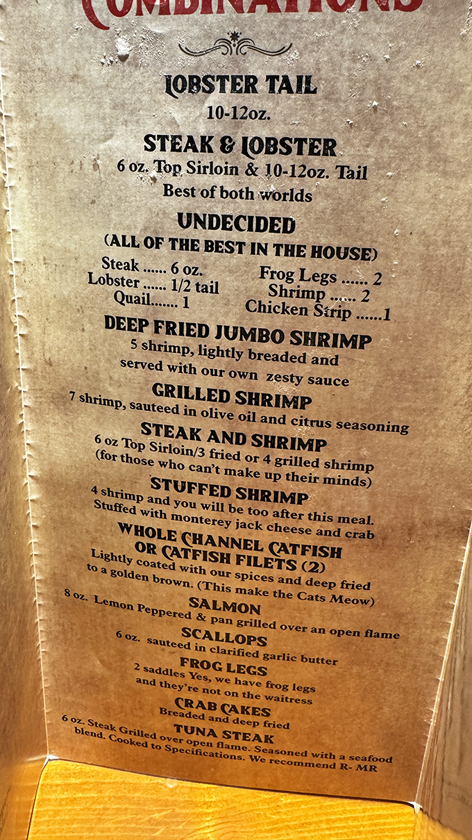 When a menu casually mentions "Yes, we have frog legs and they're not on the waitress," you know you're in for an experience, not just a meal.