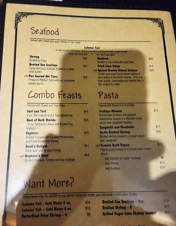 The menu reads like a love letter to carnivores and seafood enthusiasts alike. Decision paralysis has never been so delicious.