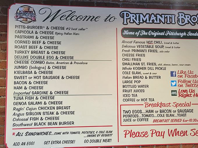 Menu decisions have never been so delightfully difficult. Each option promises a two-handed adventure through Pittsburgh's sandwich heritage.