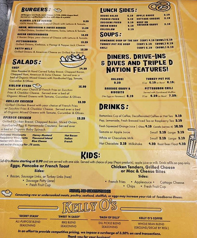 The menu reads like a love letter to comfort food, with everything from haluski to hot turkey sandwiches.