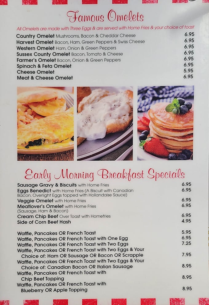 A menu that reads like a breakfast lover's diary &ndash; every omelet tells a delicious story.