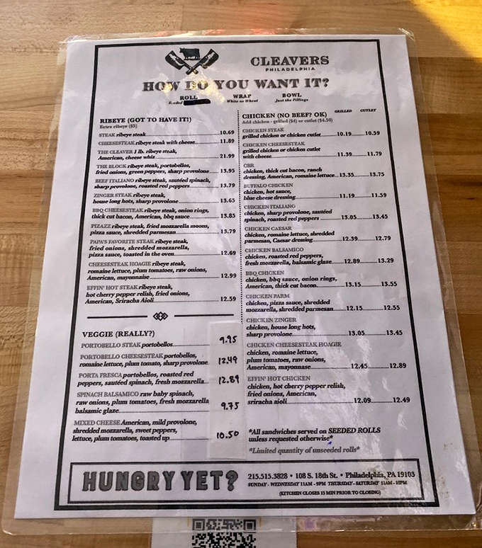 A menu that reads like a love letter to carnivores everywhere.