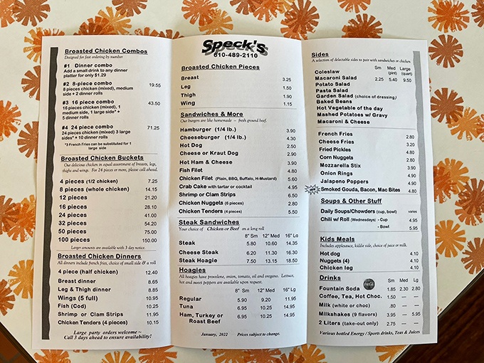 A menu where "Broasted Chicken" takes center stage, surrounded by supporting acts that know their role in this culinary theater. 