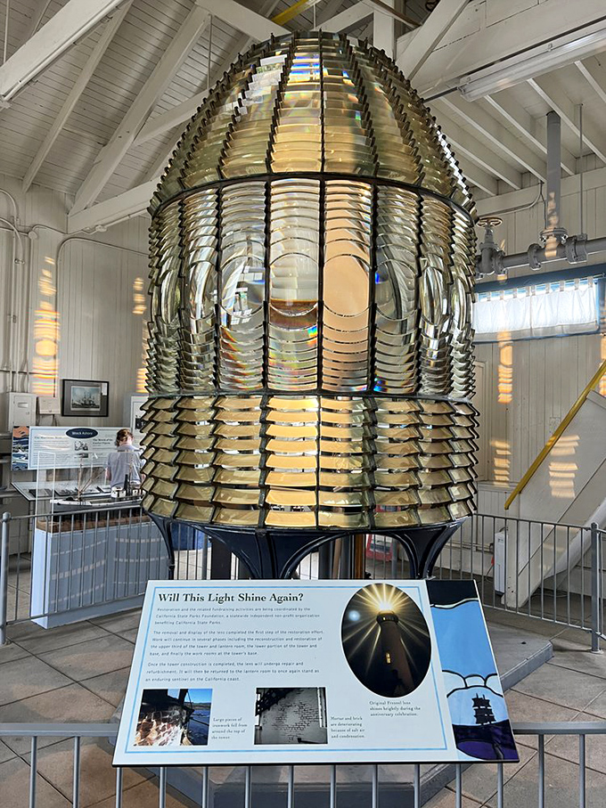 The original Fresnel lens &ndash; a dazzling beehive of glass and engineering genius that once projected light 24 miles out to sea.