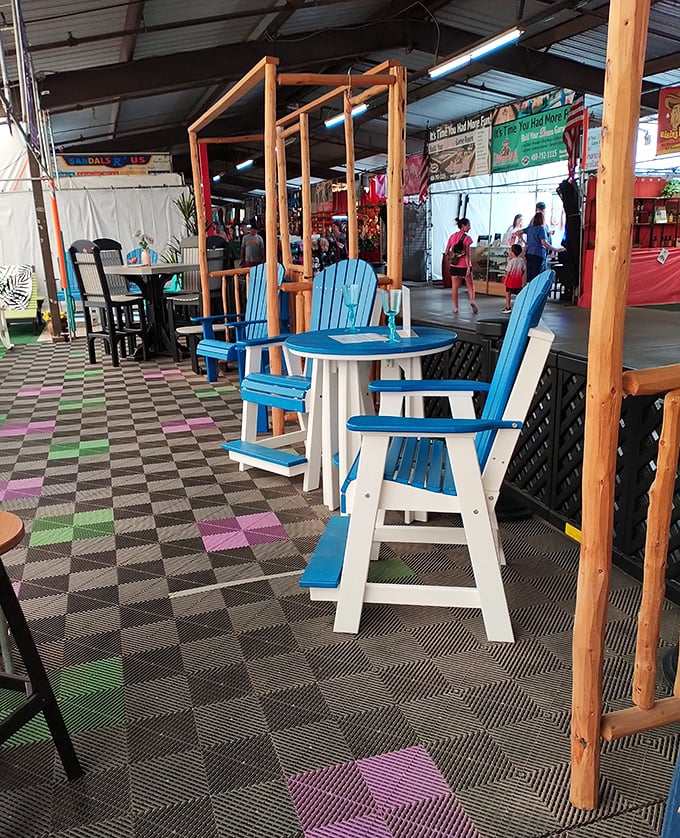 These vibrant blue Adirondack chairs aren't just furniture; they're an invitation to imagine your next backyard gathering under Arizona skies.